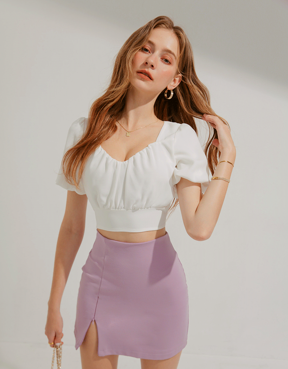 Two Piece Gold Button Ribbed Crop Top With Padding Air Space
